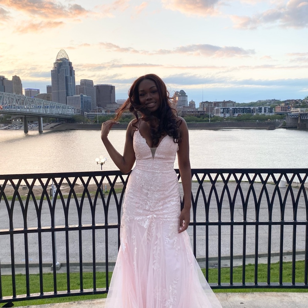 Pink Mermaid Corset Back Prom Dress - Gem